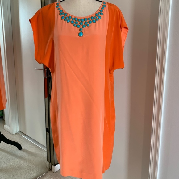 Trina Turk | Dresses | Trina Turk Turquoise Embellished Silk Dress ...